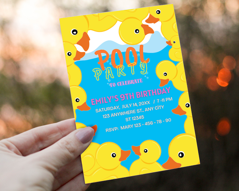 Editable Duck Birthday Party Invitation, Kids Birthday Invite, Duck ...