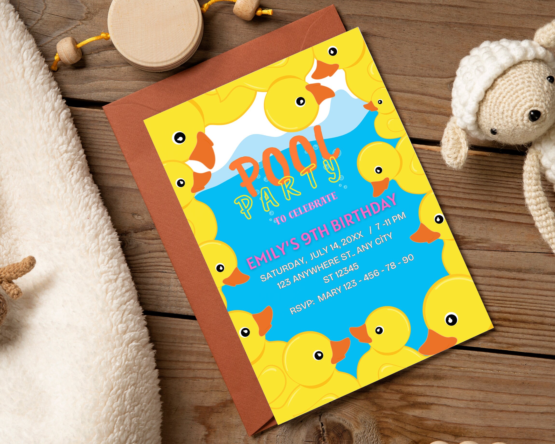 Editable Duck Birthday Party Invitation, Kids Birthday Invite, Duck ...
