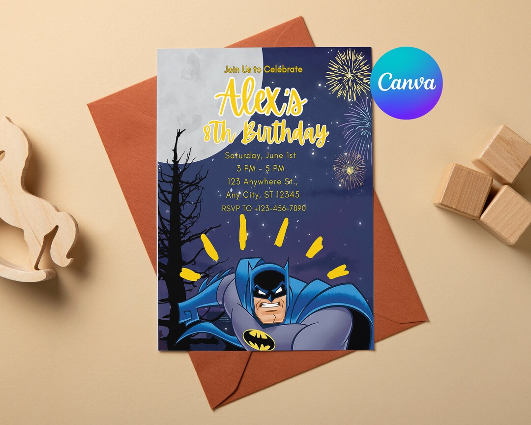 Editable Bat Birthday Invitation Digital,printable Bat Boy Birthday ...