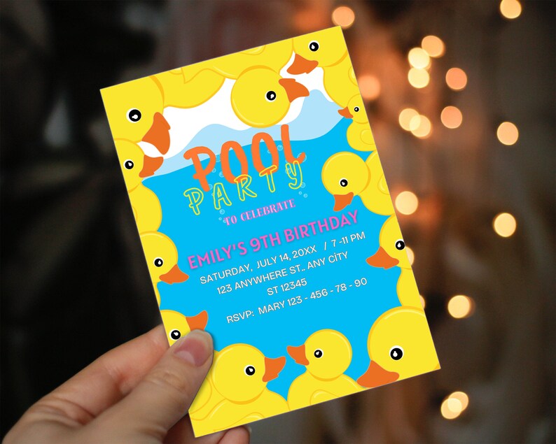 Editable Duck Birthday Party Invitation, Kids Birthday Invite, Duck ...