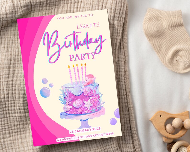 Editable Cake Birthday Invitation, Cake Kids Birthday Invitation, Cake ...