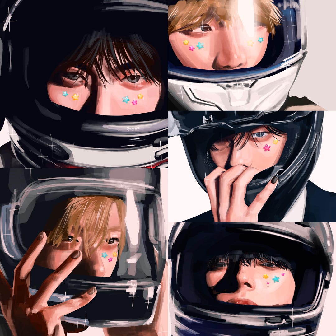 TXT Tomorrow X Together Art Print Digital Drawing Knight Helmet ...