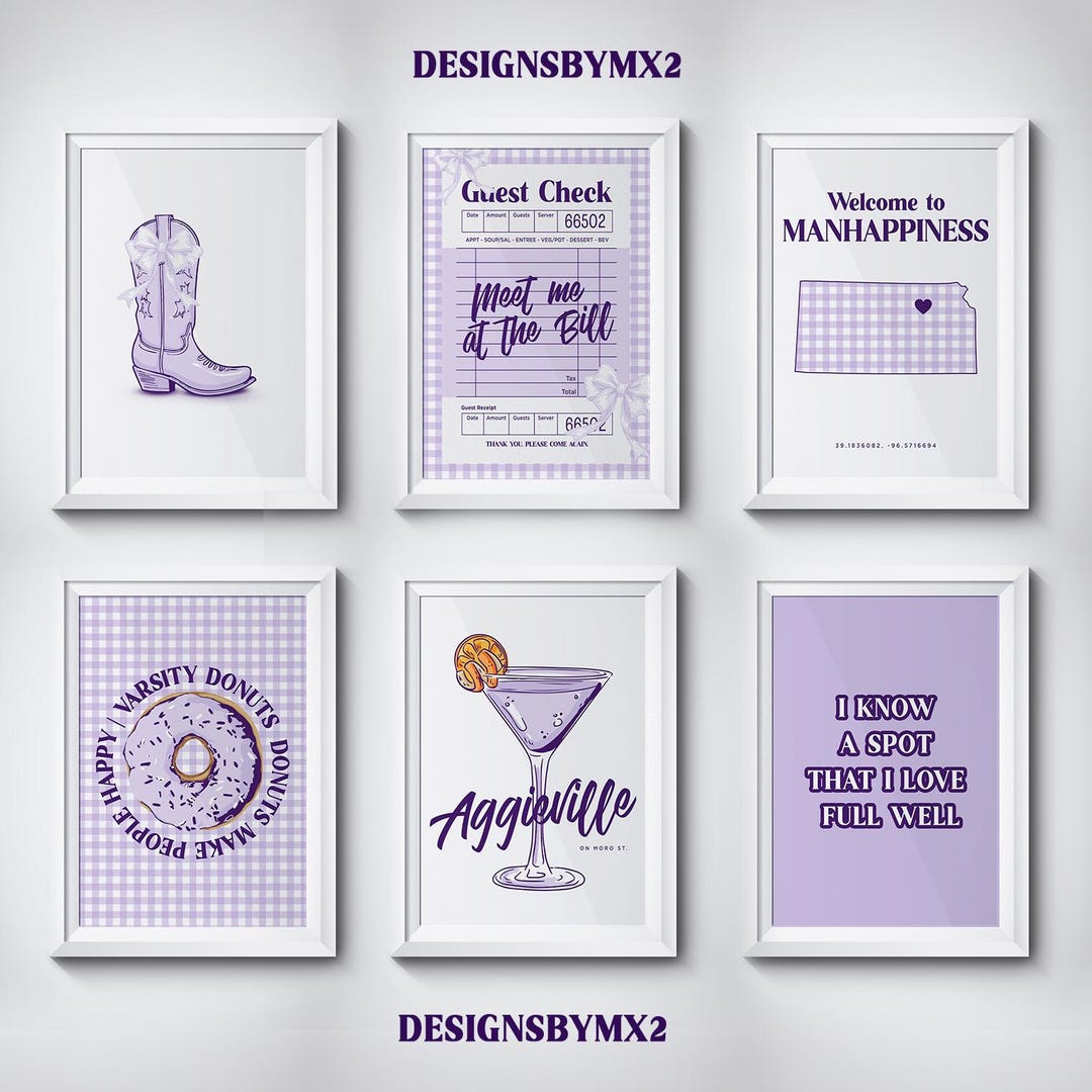 Kansas State University Wall Art | Set of 6 College Wall Art - Etsy