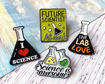 Microscope Beaker Chemistry Science Enamel Pin, STEM Badge Pin, Lapel ...