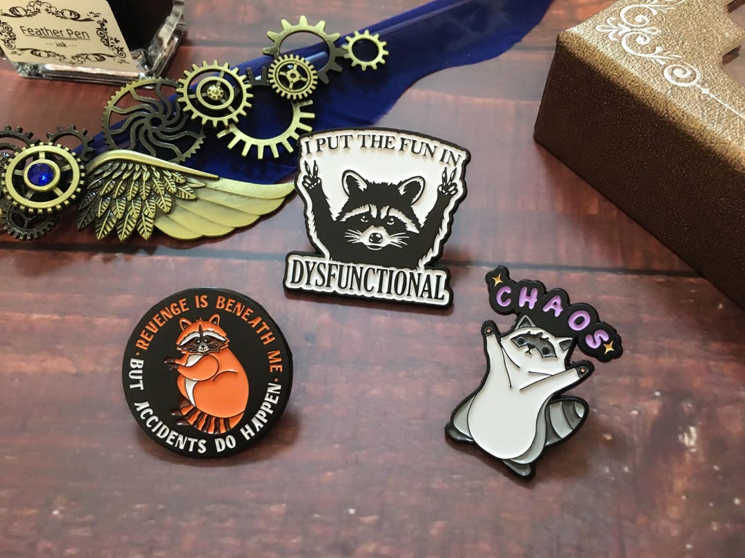 Cute Raccoon Enamel Pin Funny Pin Badge - Lapel Pin Hat Pin Unique ...