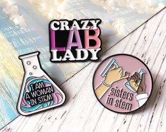 Microscope Beaker Chemistry Science Enamel Pin, STEM Badge Pin, Lapel ...