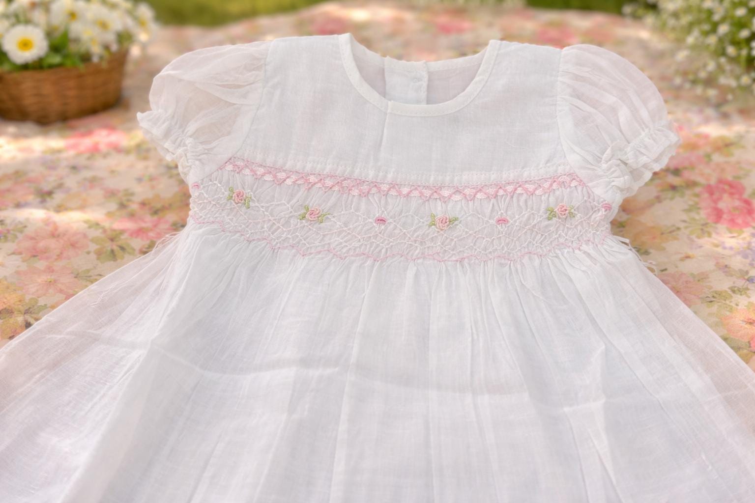 Hand Smocked White Dress - Etsy