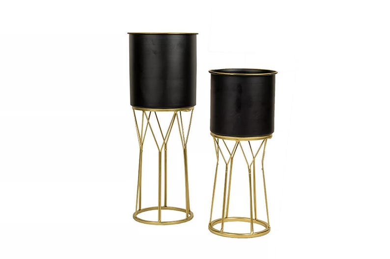Chic Black and Gold Planters - Etsy
