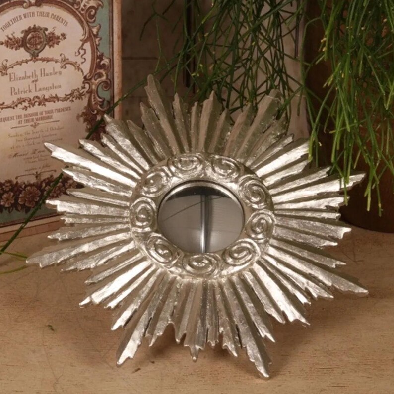 Silver Sunburst Mirror Polyresin Wall Decor - Etsy