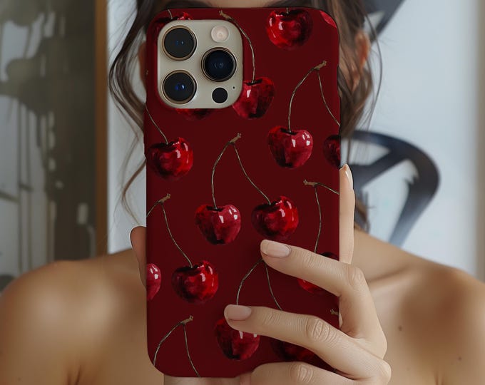 Juicy Cherry Collage Phone Case, Cherry Red Aesthetic, Fruit Phone Case, Girly Cherry Case for ...