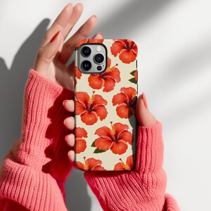 Hibiscus Phone Case, Island Summer Phone Cover, iPhone 16 15 14 13 12 ...