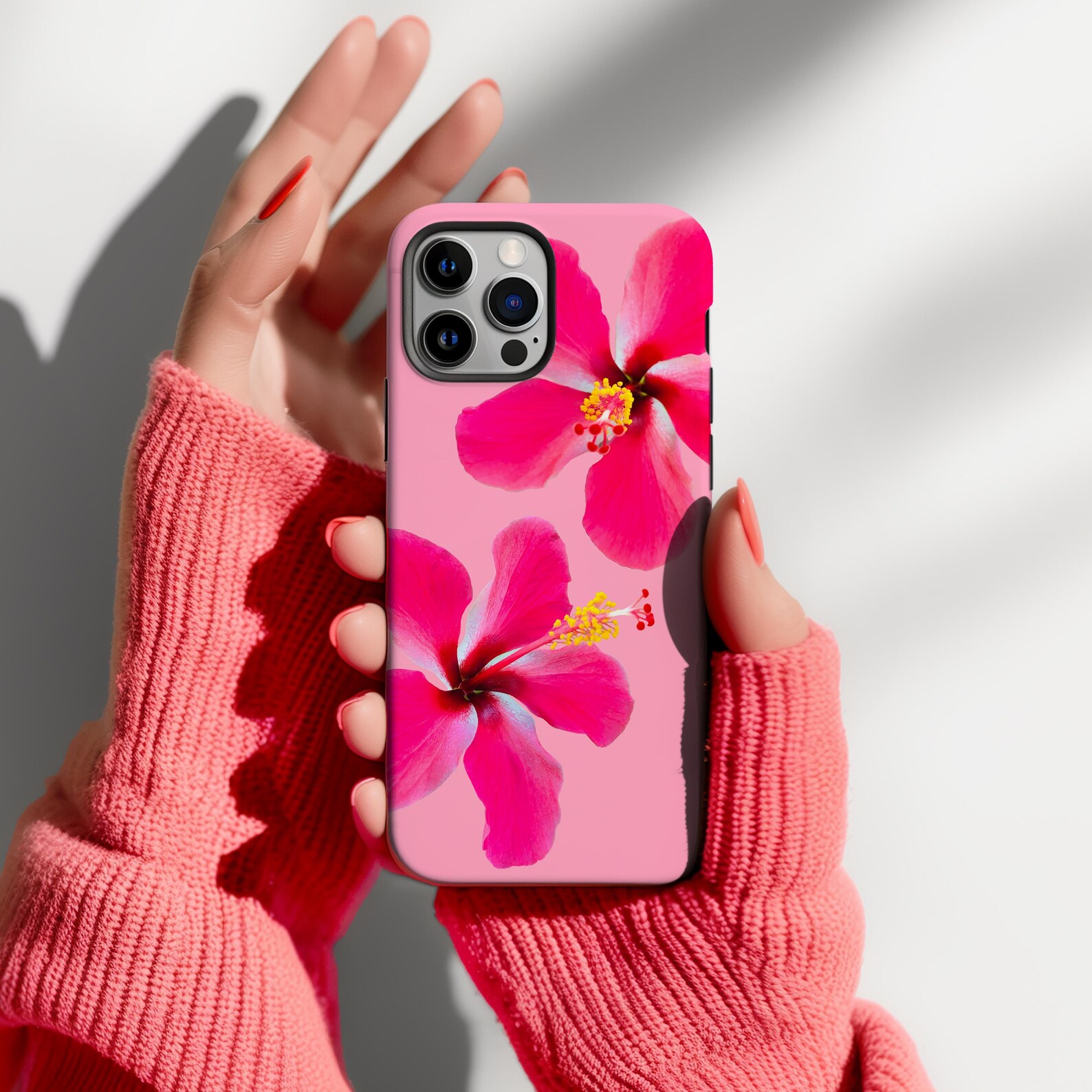 Pink Hibiscus Phone Case, Tropical Flower Phone Cover, iPhone 17 16 15 ...