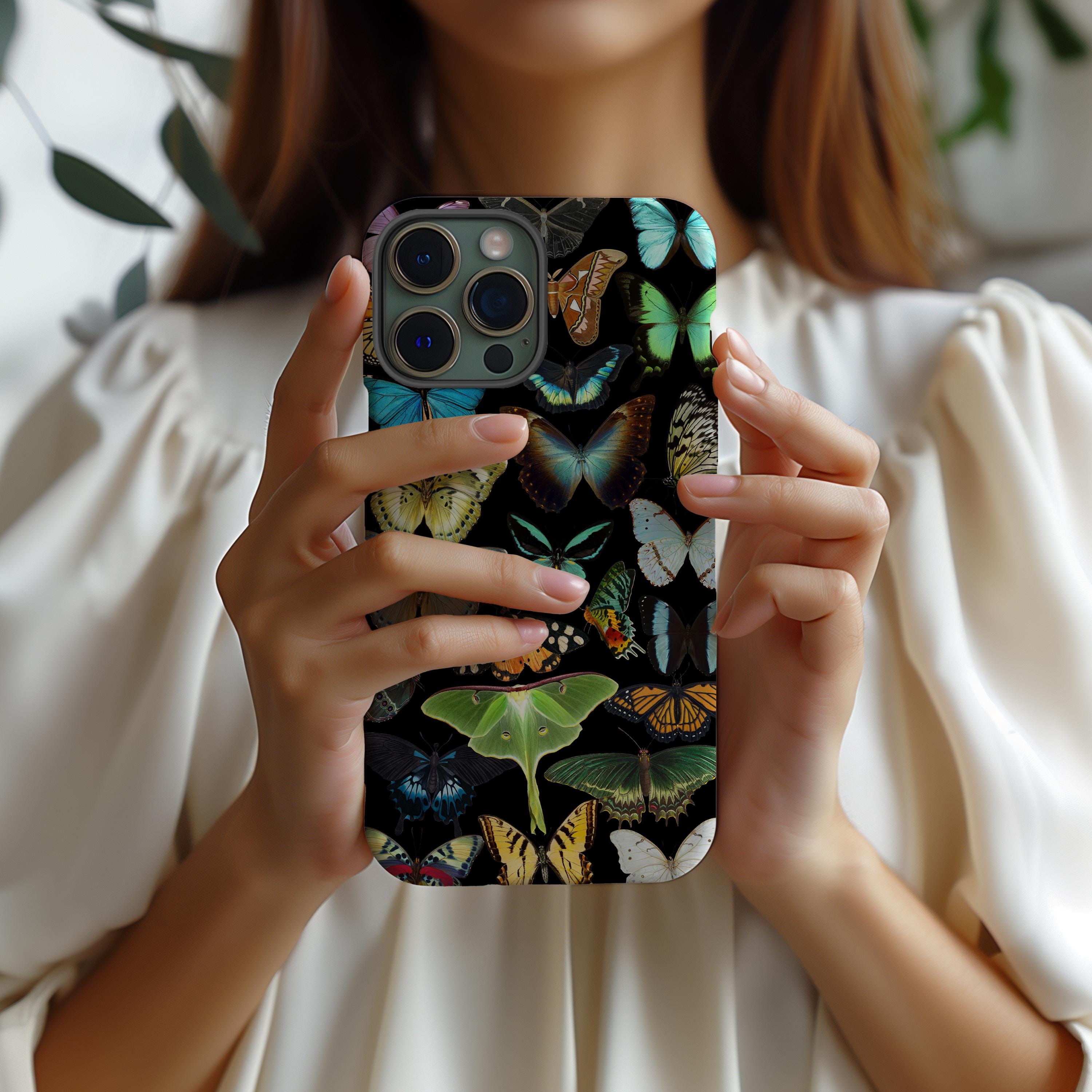 Butterflies & Moths Phone Case, Black, Insects Phone Cover, Maximalist ...