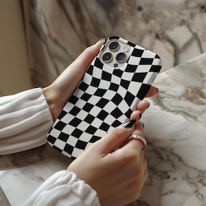 Retro Black & White Checkered Phone Case Cute Pattern Phone Cover ...