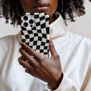 Retro Black & White Checkered Phone Case Cute Pattern Phone Cover ...