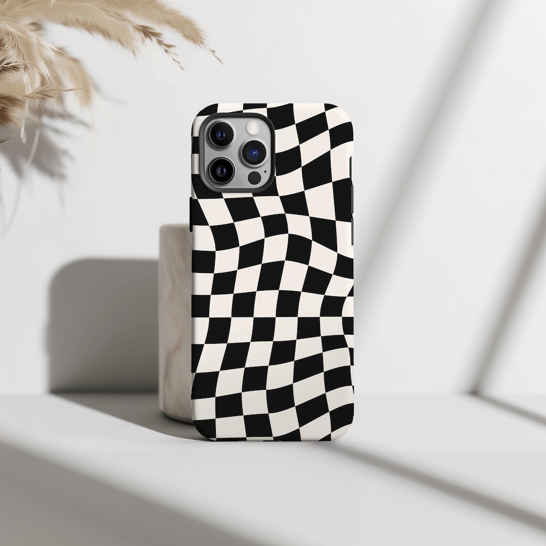 Retro Black & White Checkered Phone Case Cute Pattern Phone Cover ...