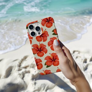 Hibiscus Phone Case, Island Summer Phone Cover, iPhone 16 15 14 13 12 ...