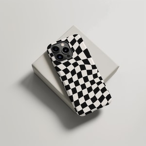 Retro Black & White Checkered Phone Case Cute Pattern Phone Cover ...