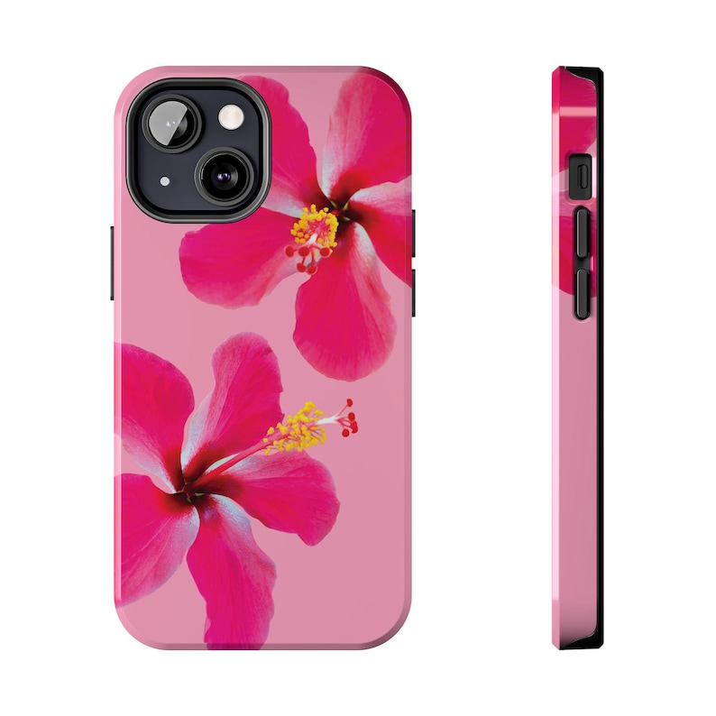 Pink Hibiscus Phone Case, Tropical Flower Phone Cover, iPhone 17 16 15 ...