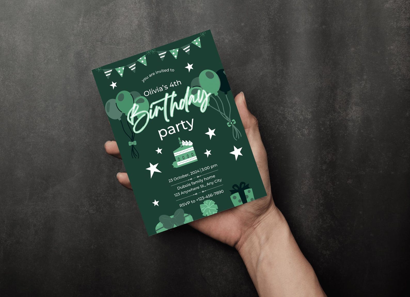 Editable Green Birthday Invitation Green Balloons Kids Birthday Invite ...