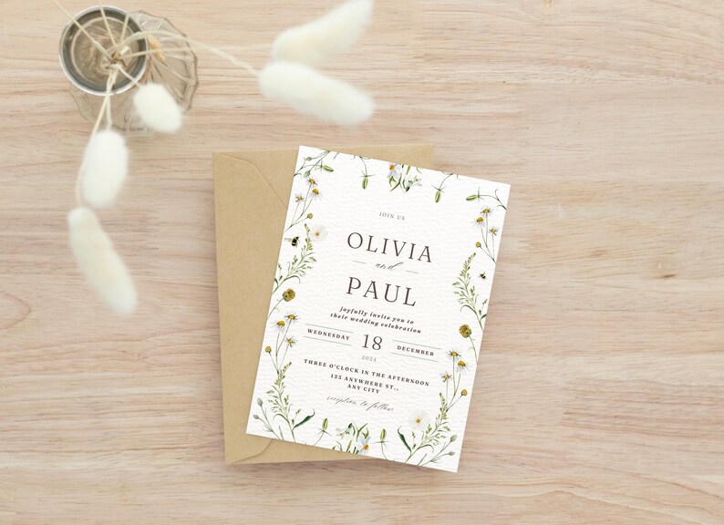 Editable Wildflower Wedding Template Wedding Invitation Forest ...