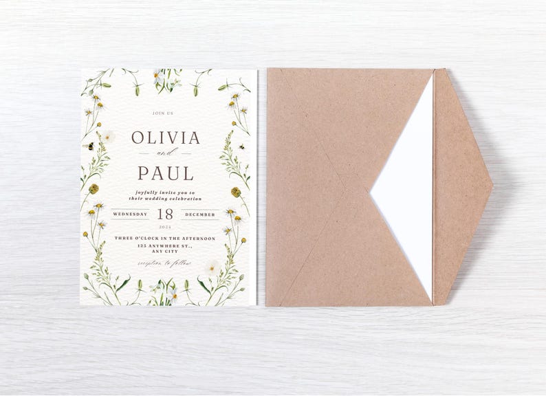 Editable Wildflower Wedding Template Wedding Invitation Forest ...