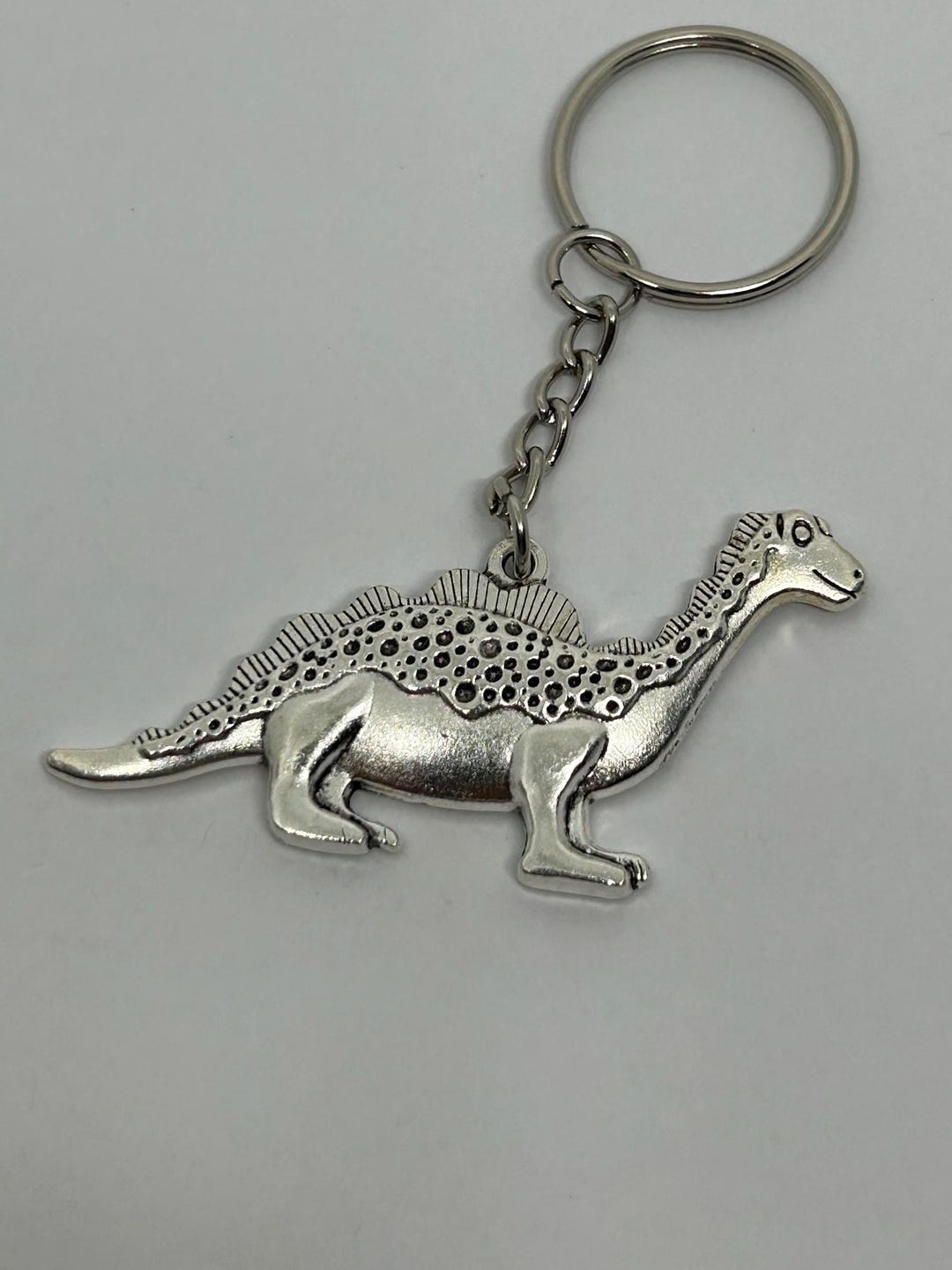 Silver Stegosaurus Keychain - Etsy