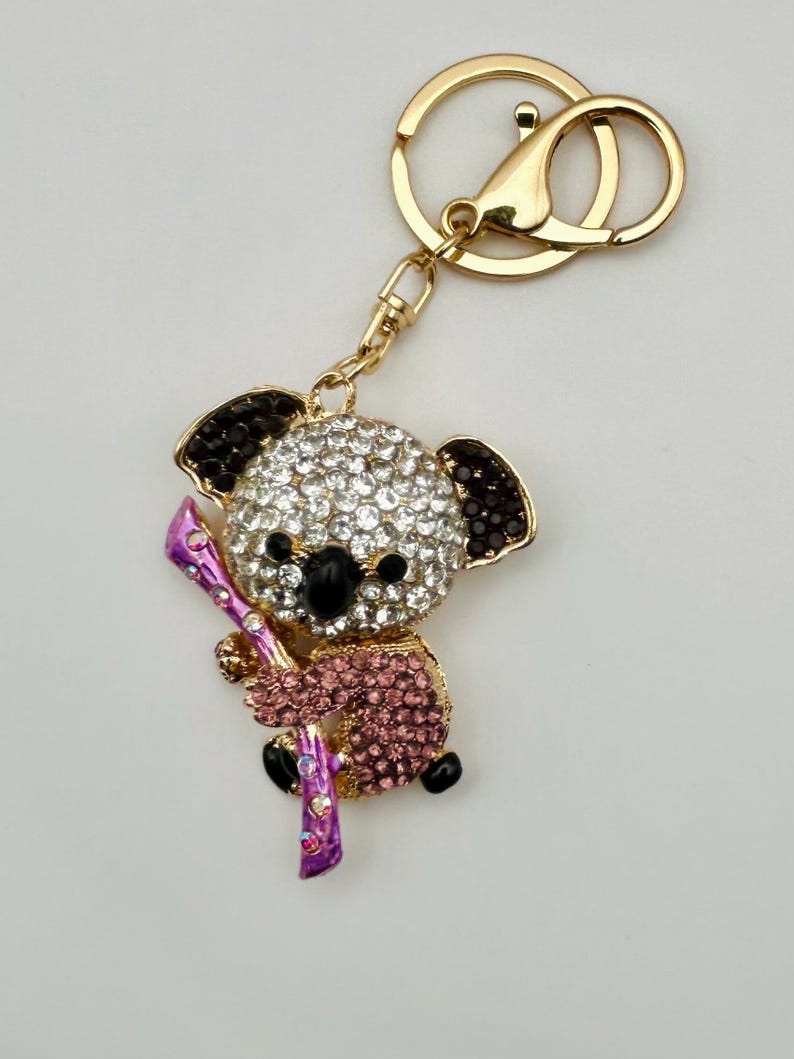 Rhinestone Dark Magenta Koala Bear Keychain - Etsy