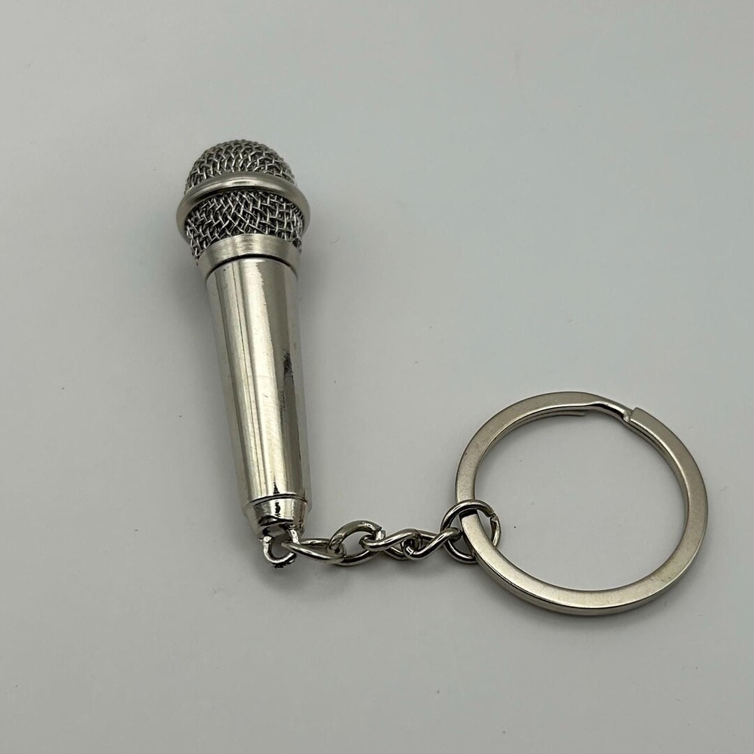 Realistic Style Silver Microphone Locket, Lucky Charm Keychain - Etsy