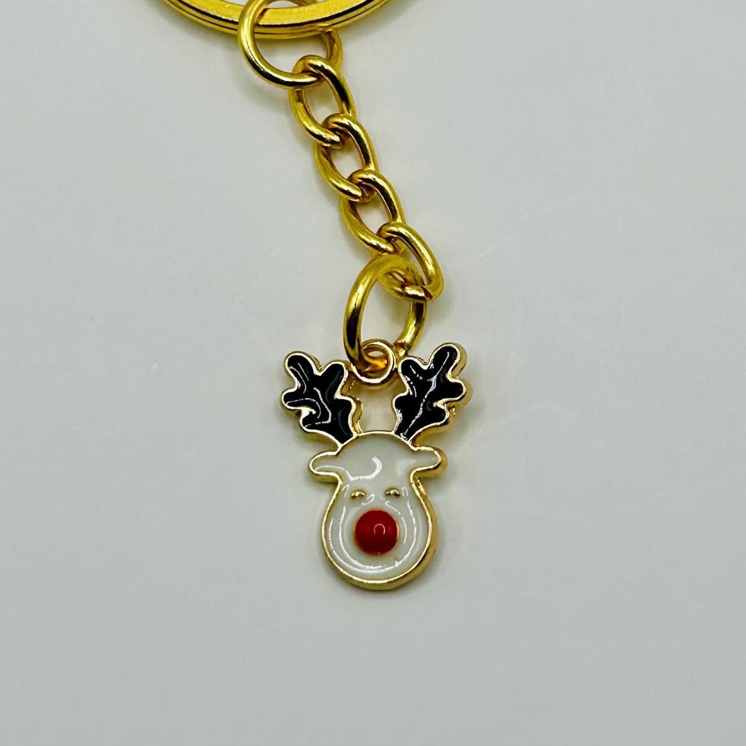 Miniature Reindeer Rudolph Keychain Charm - Etsy