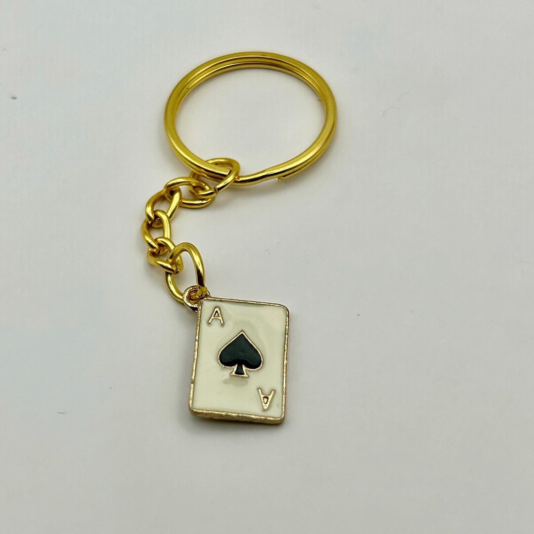 Micro Miniature Ace of Spades Gold Charm, Keychain - Etsy
