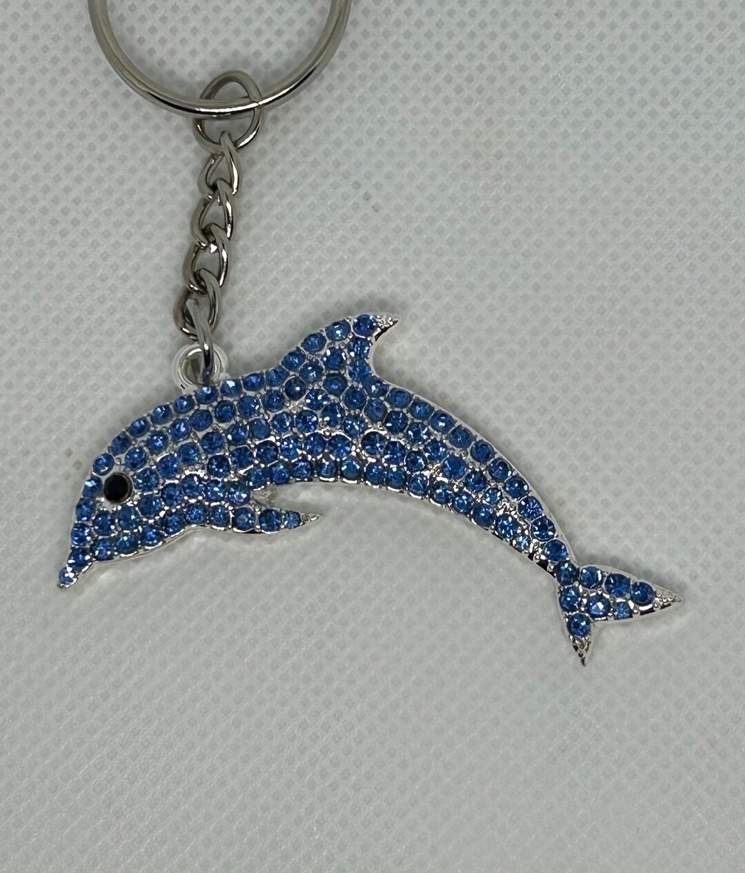 Blue Rhinestone Dolphin Keychain - Etsy