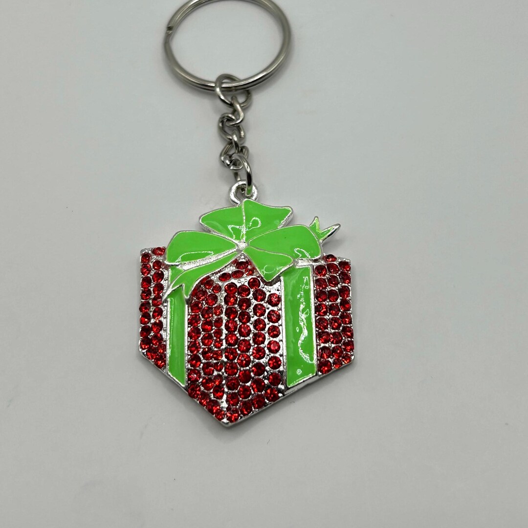 Rhinestone Gift Box, Present Keychain Charm - Etsy