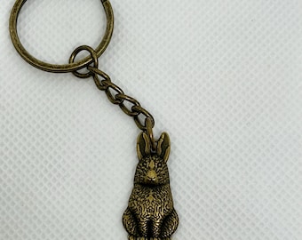 Miniature Bunny Rabbit Keychain Figurines Toy Brass 3D Copper Decor ...