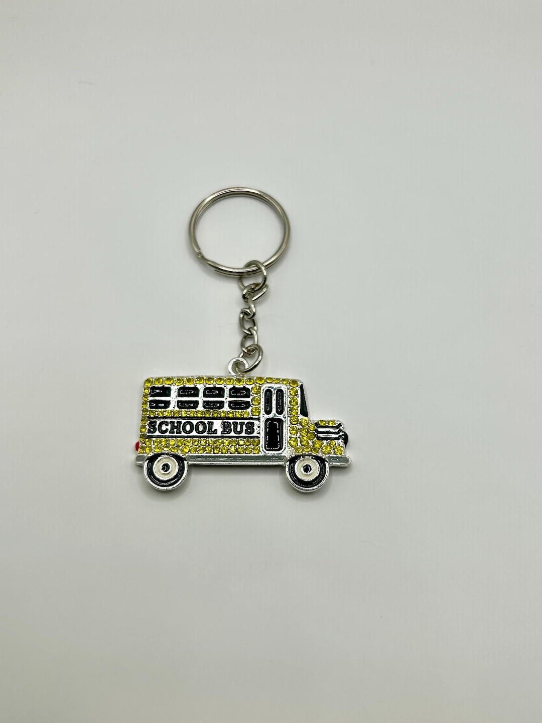 Rhinestone School Bus Keychain - Etsy
