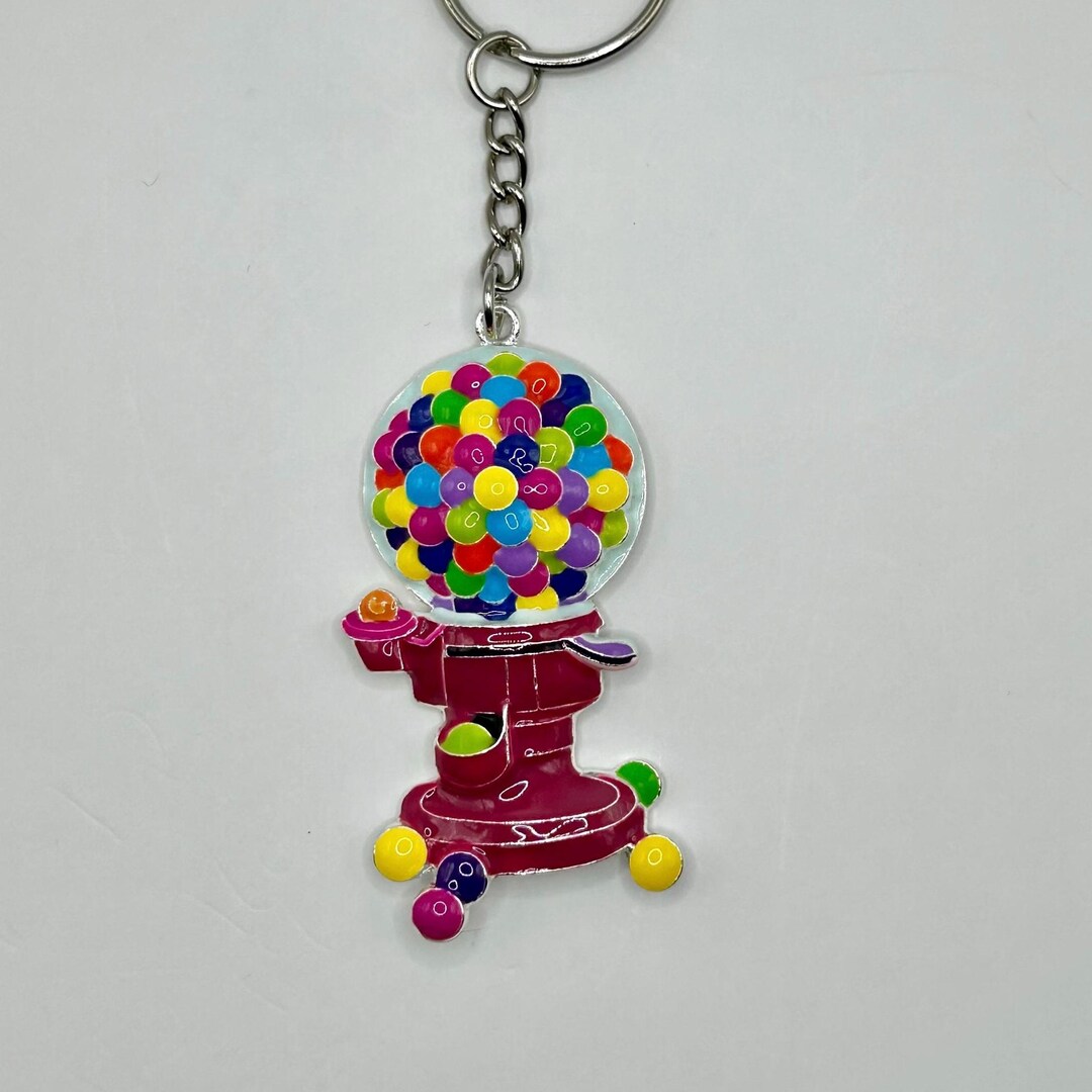 Enamel Gumball Machine Keychain, Colorful Silver Charm - Etsy