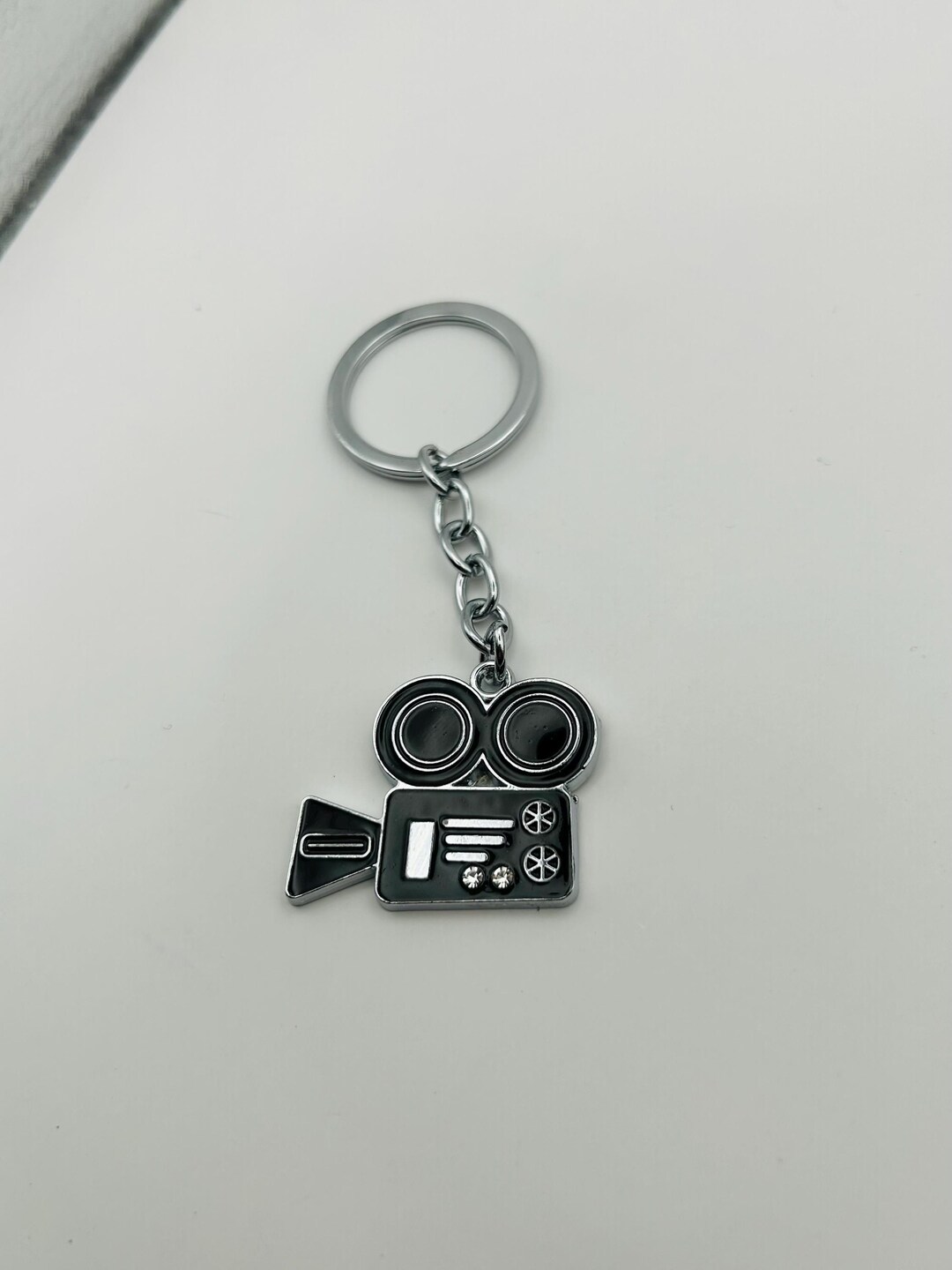 Black Enamel Movie Film Projector Charm Keychain - Etsy