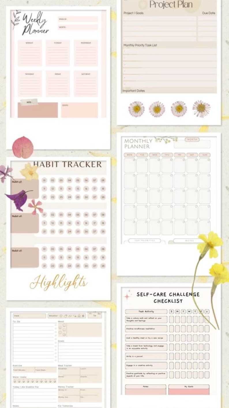 Undated Pink/beige Aesthetic Planner - Etsy