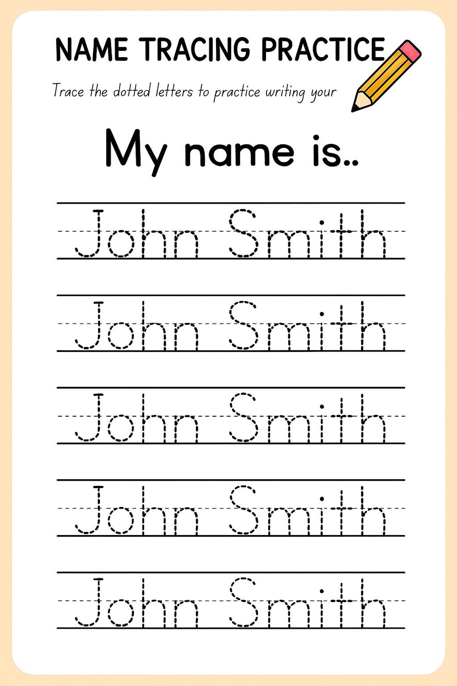 Custom Name Tracing Worksheet, Preschool Printable. Homeschooling ...