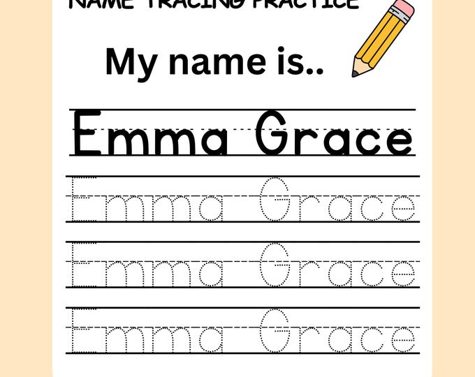 Custom Name Tracing Worksheet, Preschool Printable. Homeschooling ...