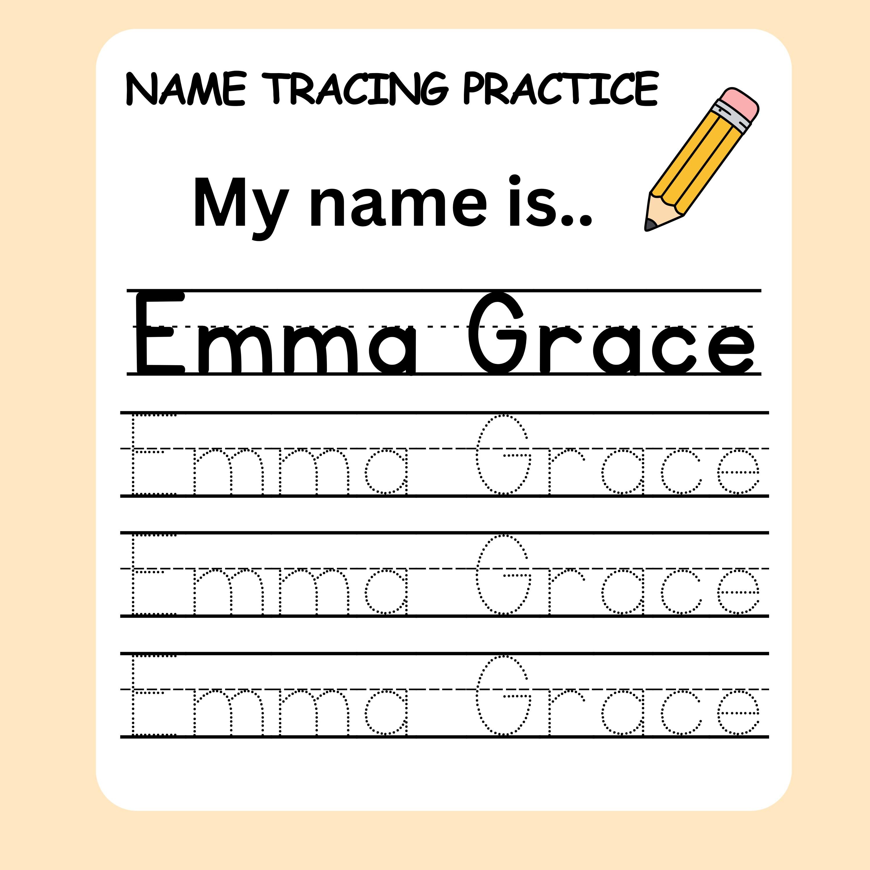 Custom Name Tracing Worksheet, Preschool Printable. Homeschooling ...