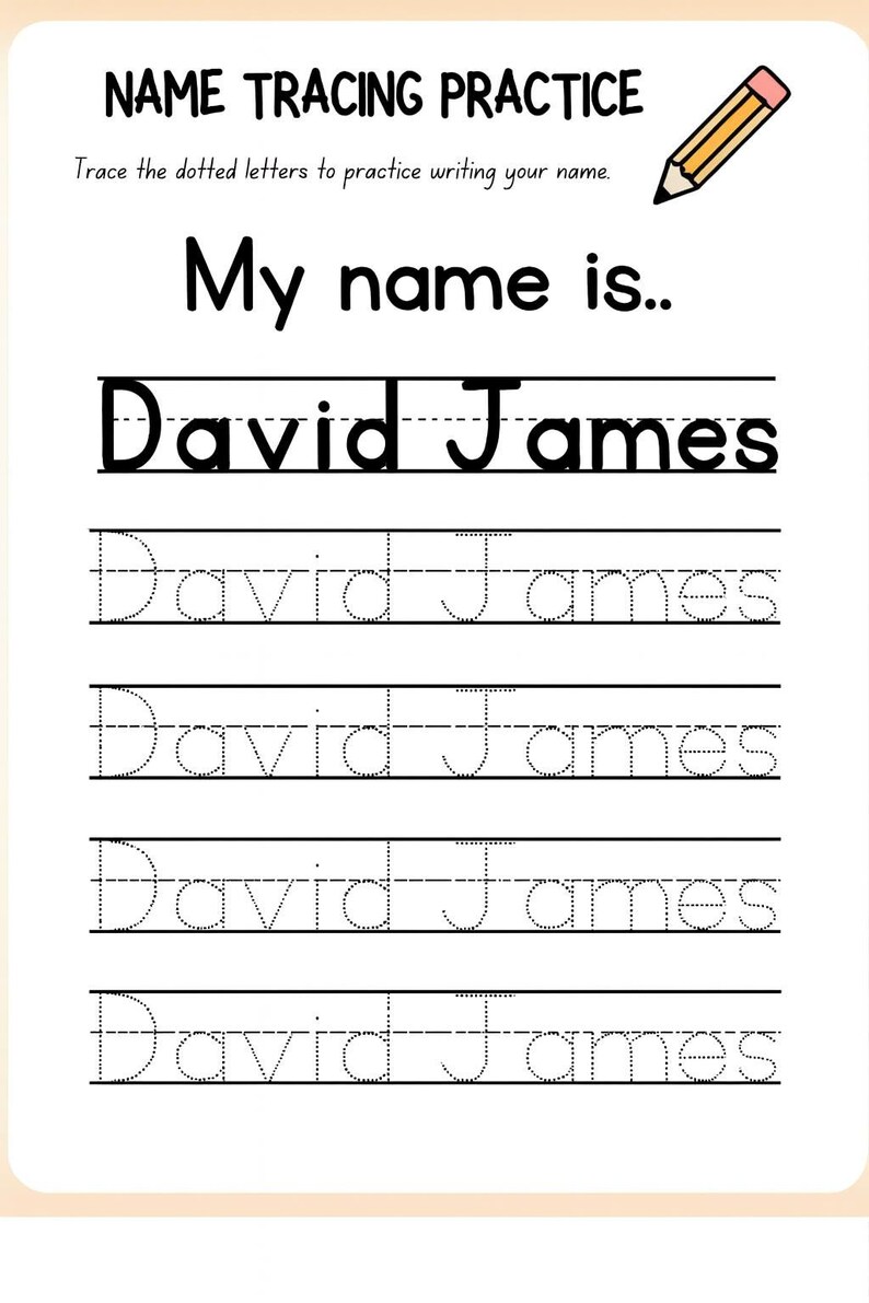 Custom Name Tracing Worksheet – Preschool Letter Writing Practice ...