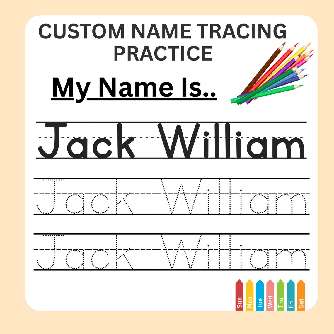 Custom Name Tracing Worksheet, Preschool Printable. Homeschooling ...