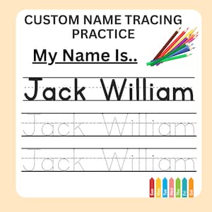 Custom Name Tracing Worksheet, Preschool Printable. Homeschooling ...