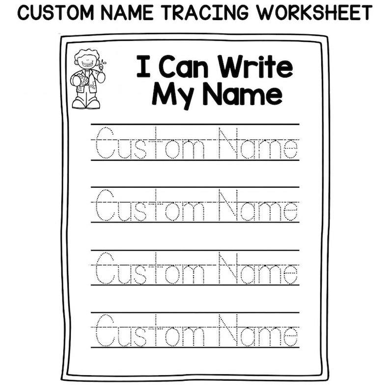 Custom Name Tracing Worksheet – Preschool Letter Writing Practice ...