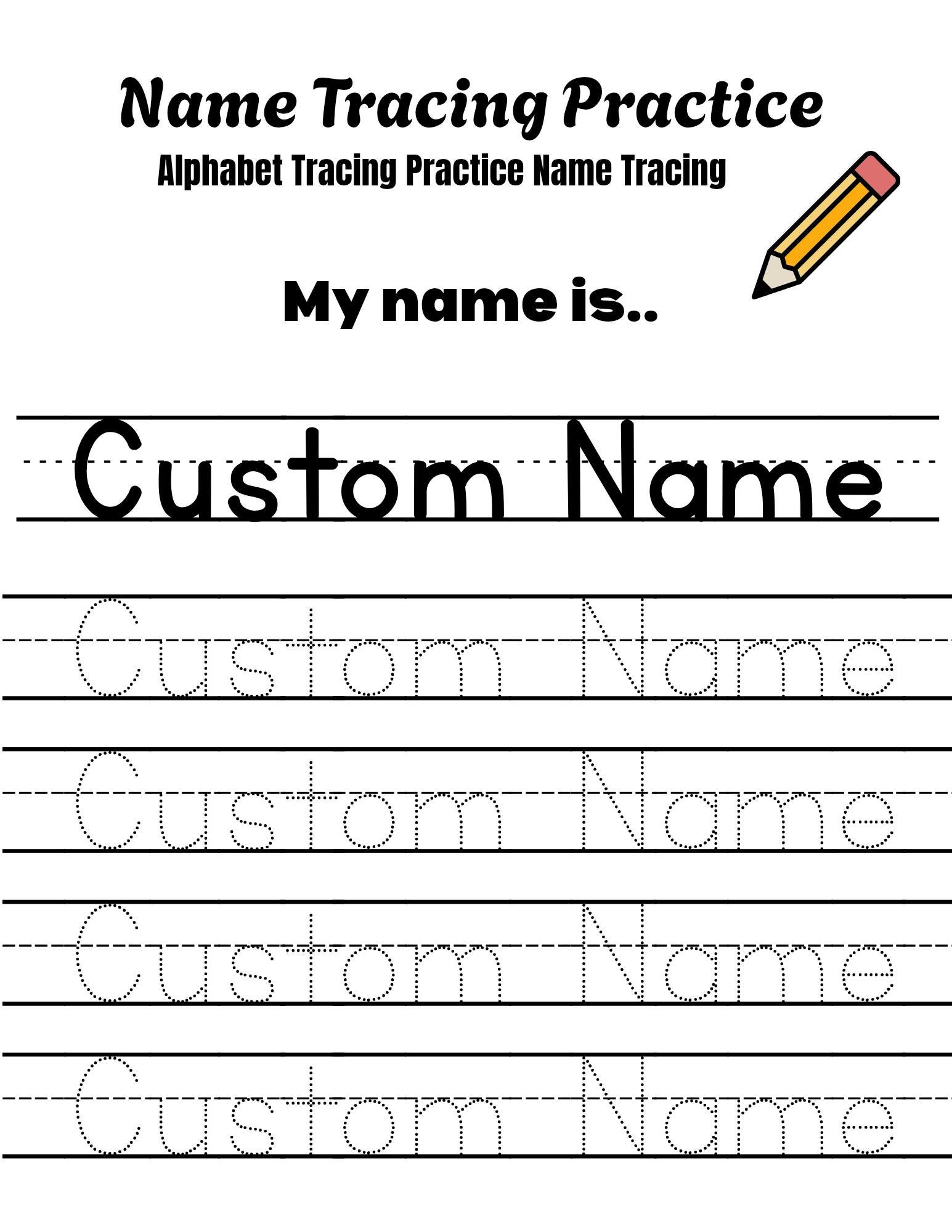 Custom Name Tracing Page & Alphabet Tracing Worksheet | Personalized ...