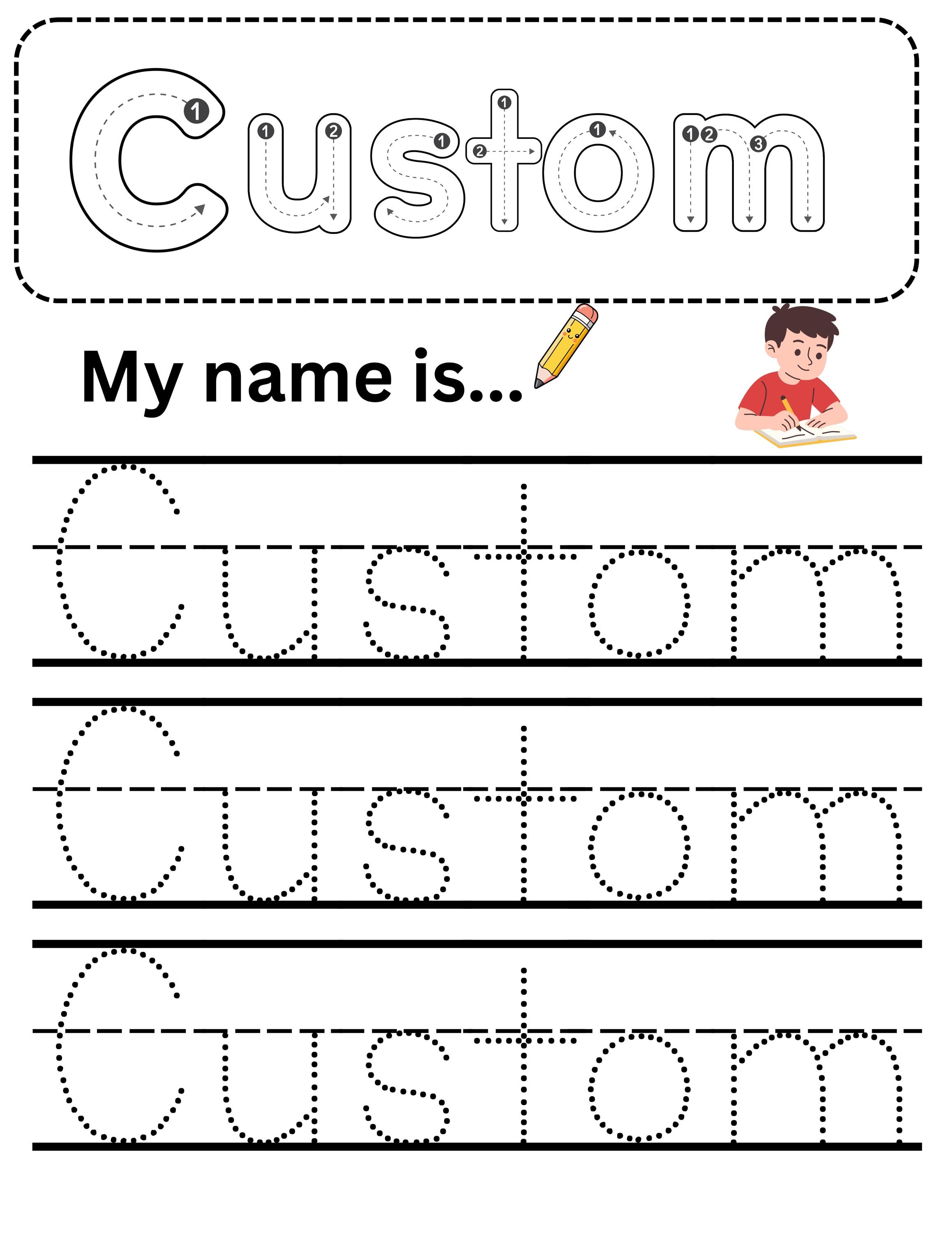 Custom Name Tracing Page & Alphabet Tracing Worksheet | Personalized ...