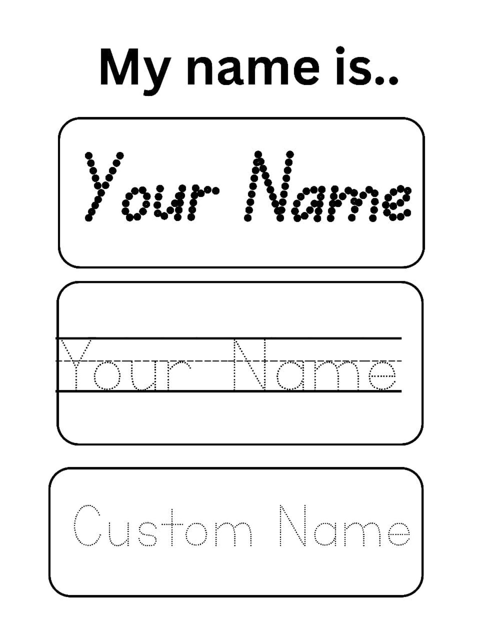 Editable Custom Name Tracing Worksheet Canva Template | Personalized ...