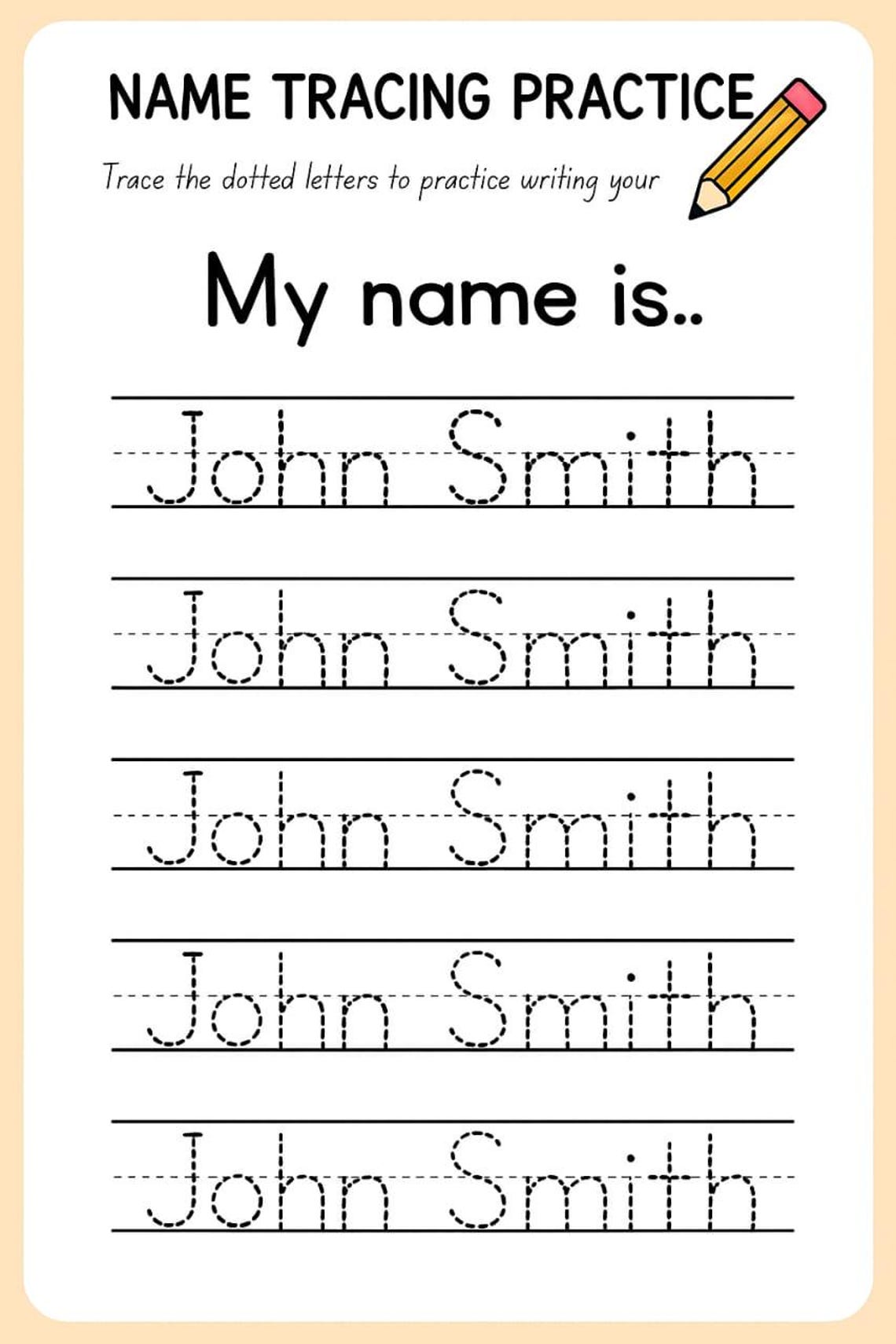 Custom Name Tracing Worksheet for Kids – Personalized Writing Practice ...