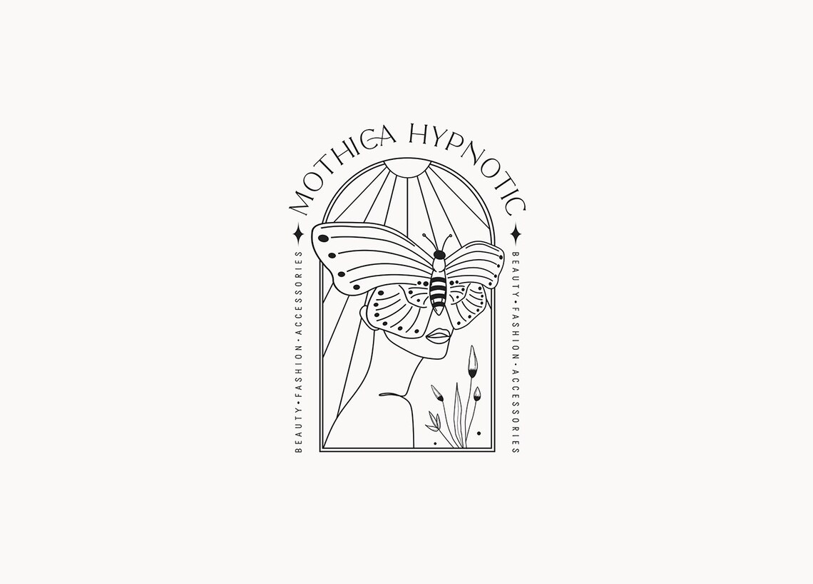 MOTHICA HYPNOTIC 5 Modern Minimal Logo Design moth Girl - Etsy